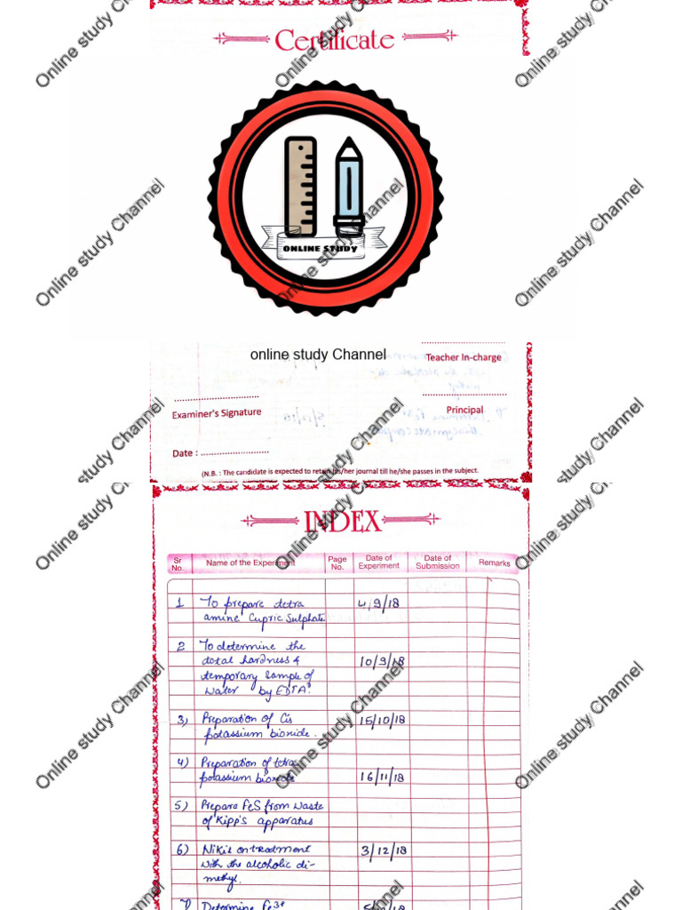 BSC 3 Year Chemistry Practical File | PDF