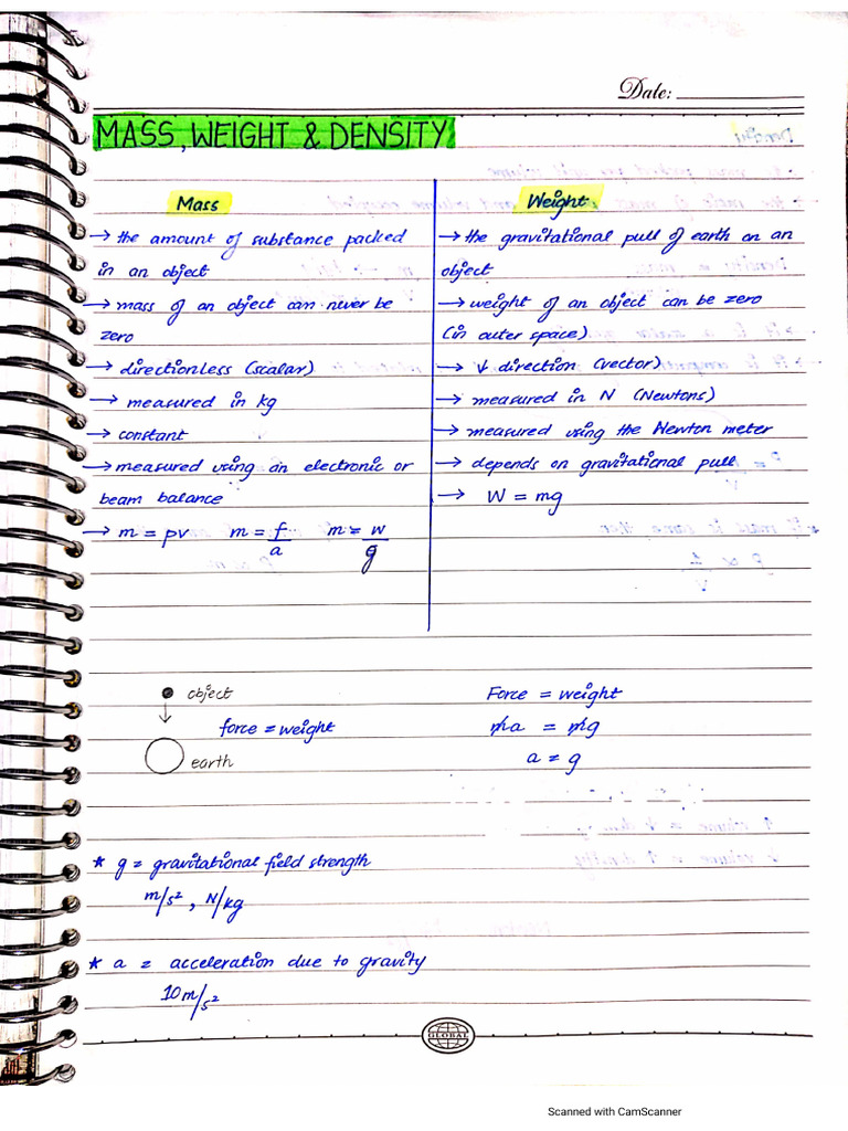 Mass Weight and Density | PDF