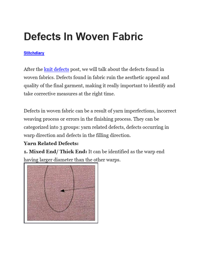 Defects in Woven Fabric | PDF | Weaving | Textiles