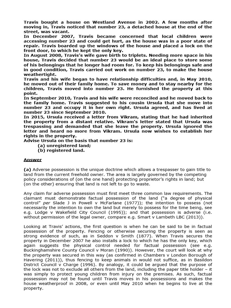 Adverse Possession Rights for Ursula | PDF | Adverse Possession ...