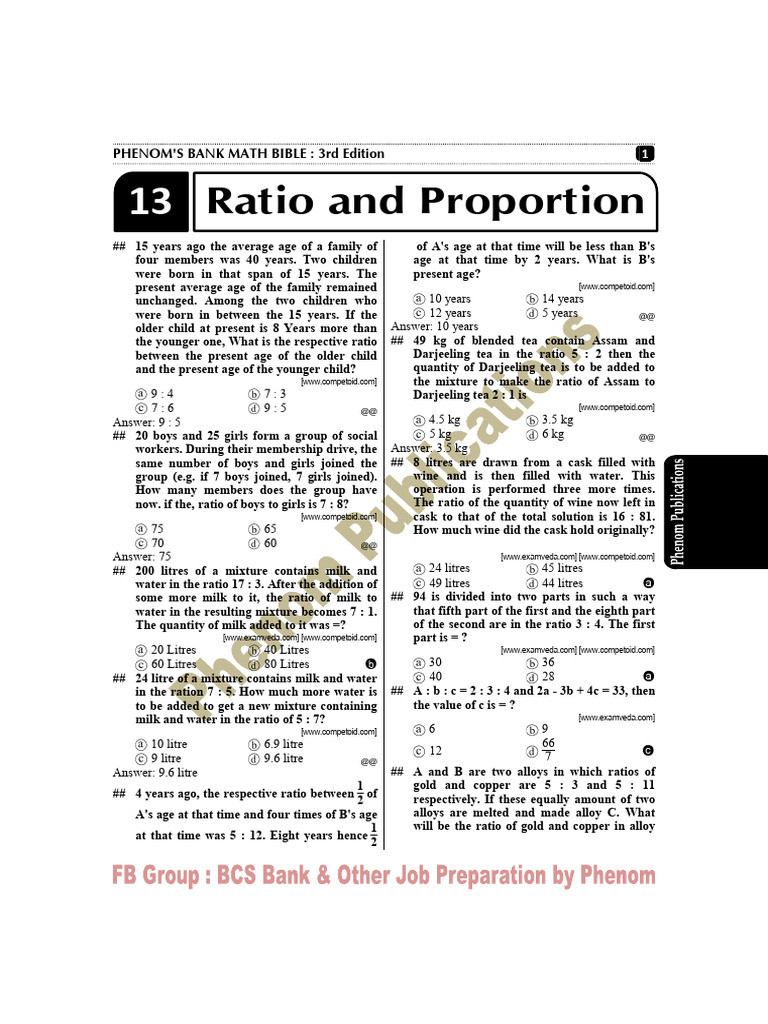 Math Question Bank (Bank Math Bible 3rd Edition) ADD (Part-5) | PDF ...