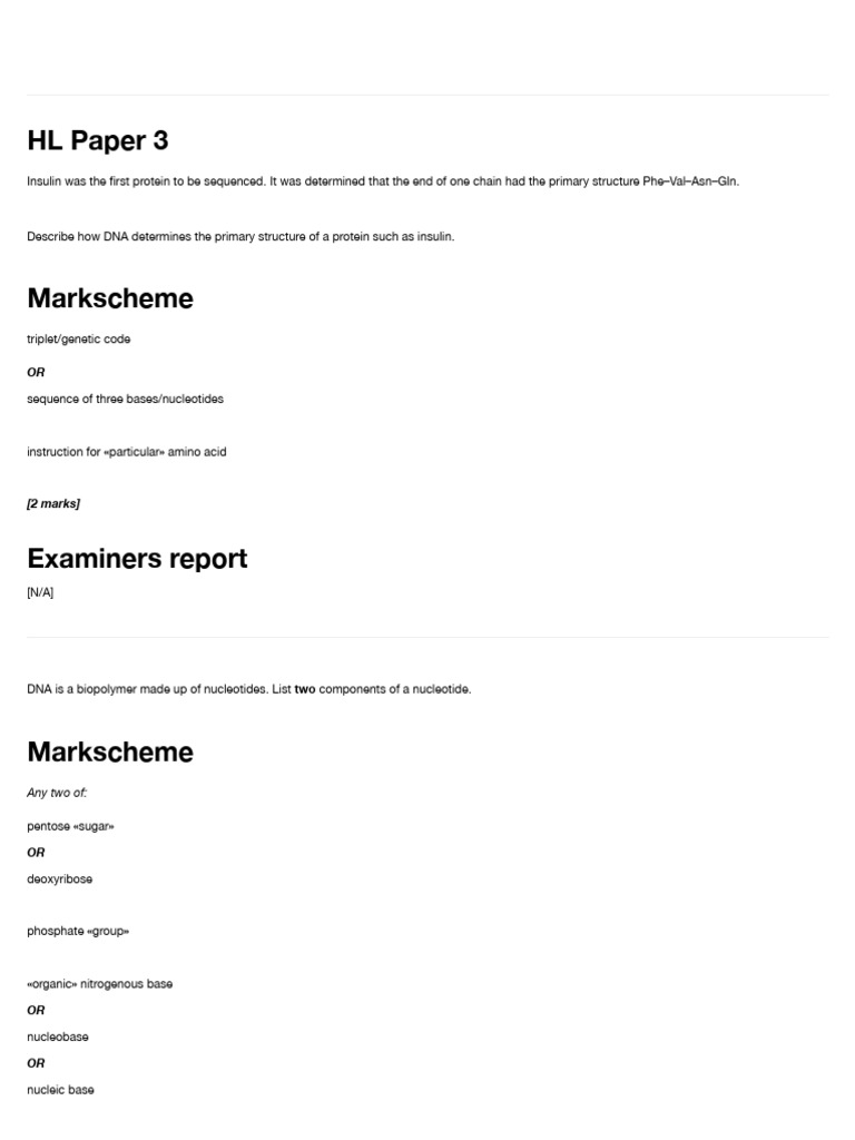 Markscheme HL Paper3 | PDF | Retinal | Enzyme Inhibitor