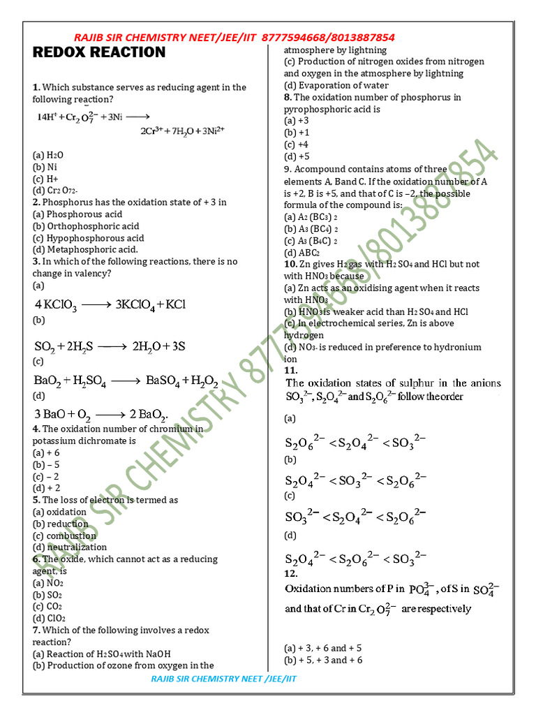 REDOX REACTION | PDF | Redox | Chemical Reactions