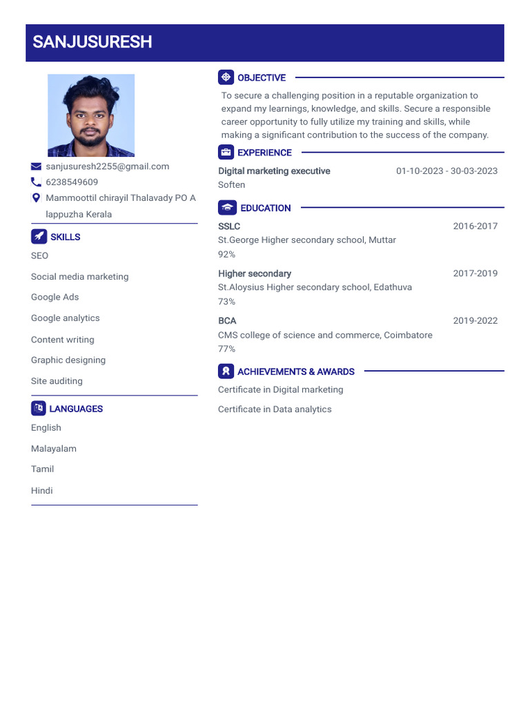 Resume Sanju Suresh | PDF
