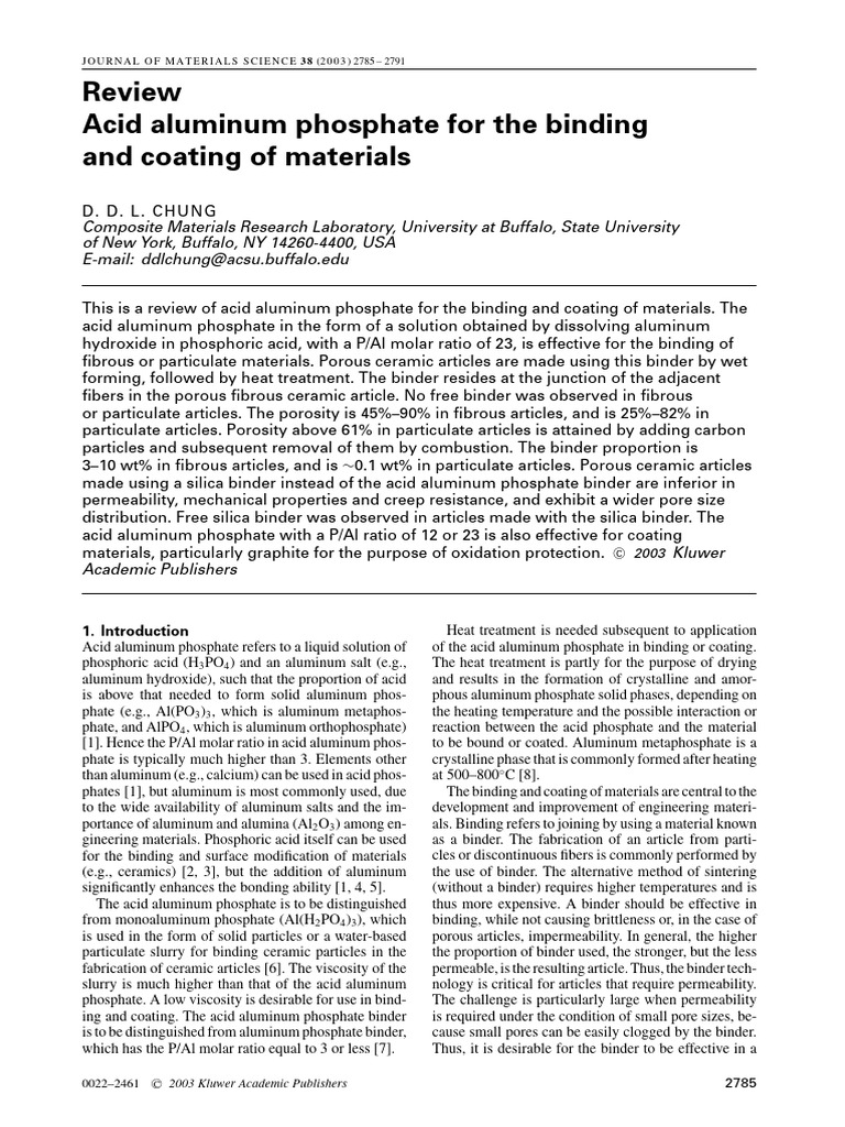 Acid Aluminum Phosphate for Coating | PDF | Porosity | Ceramics