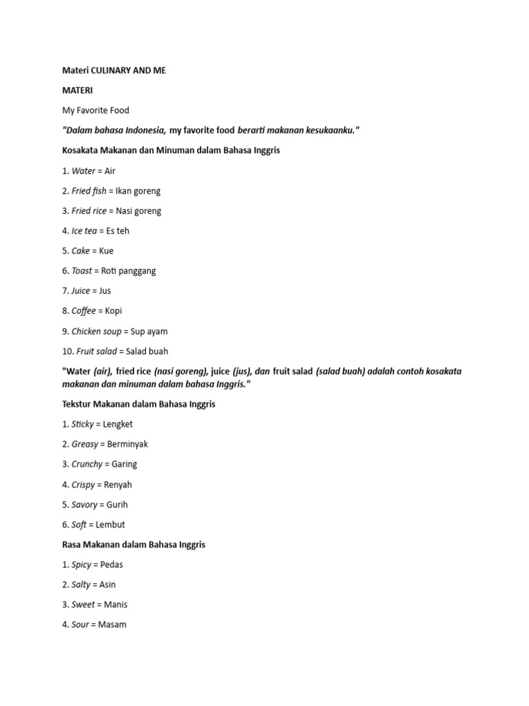 Modul Ajar Chapter 2 Culinary and Me | PDF