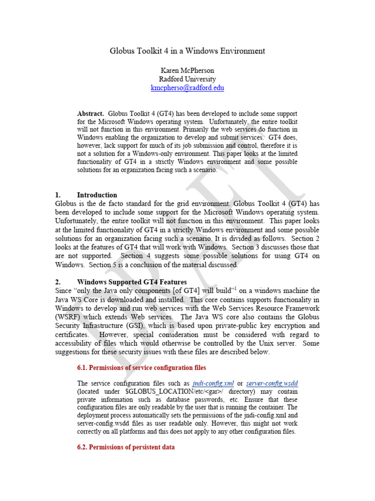 Globus Toolkit 4 in a Windows Environment | PDF | Grid Computing | Java (Programming Language)