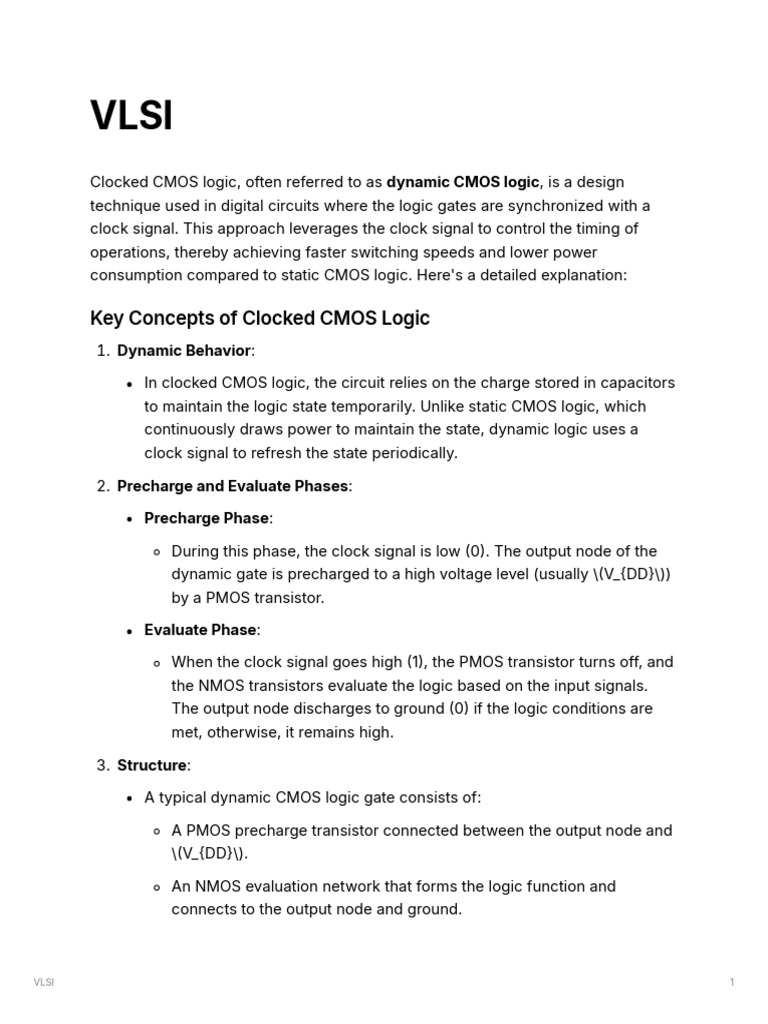 Clocked CMOS Logic Explained | PDF | Logic Gate | Cmos