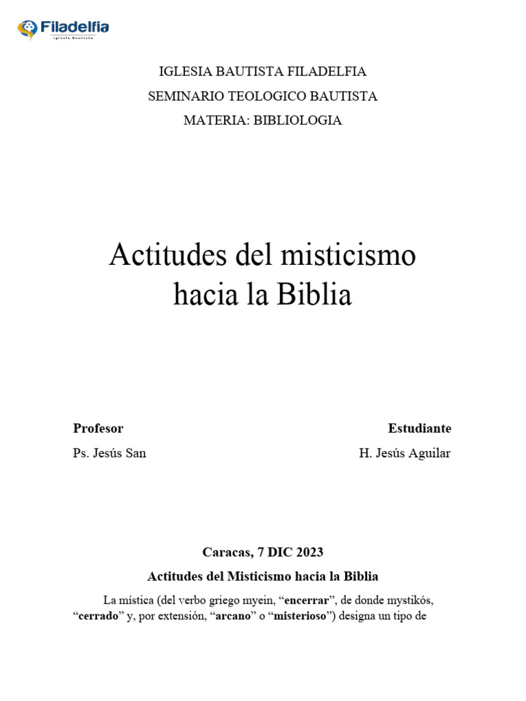 Misticismo y su Significado Bíblico | PDF | Misticismo | Cristo (título)