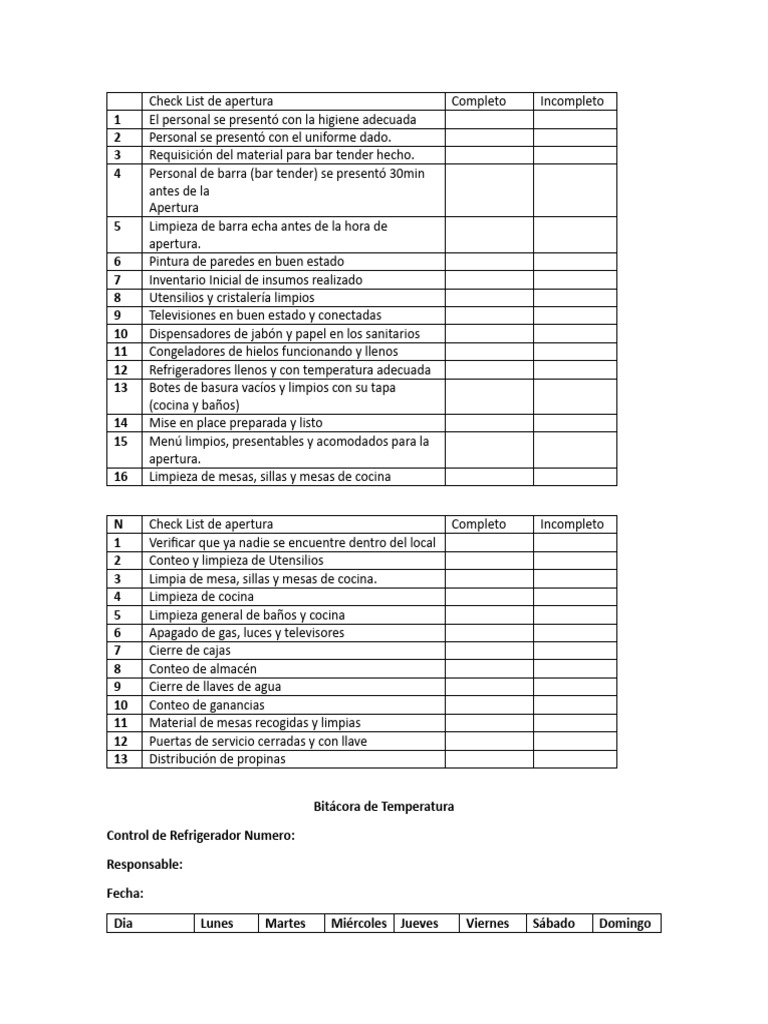 Bitácora de Cocina y Limpieza | PDF | Cocina | Cocinando