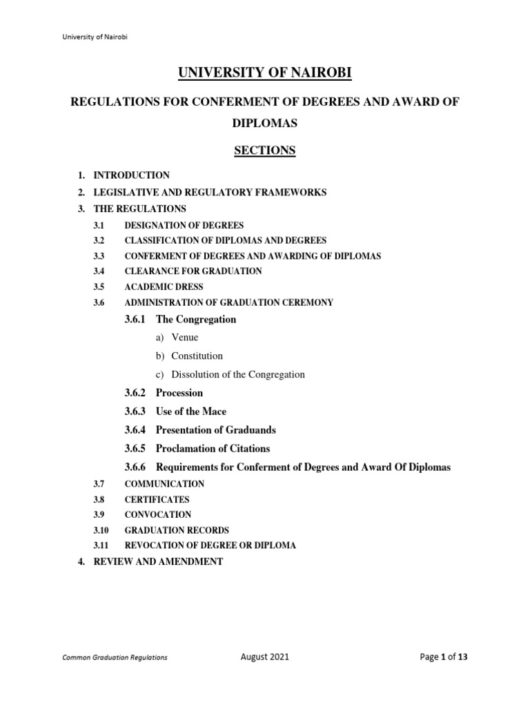 Regulations For Conferment of Degrees and Award of Diplomas | PDF ...
