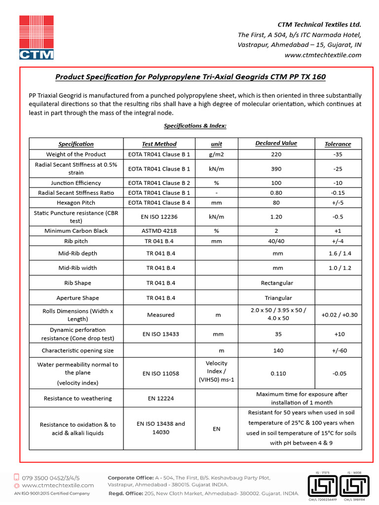 CTM PP TX 160 Technical Data Sheet | PDF | Materials