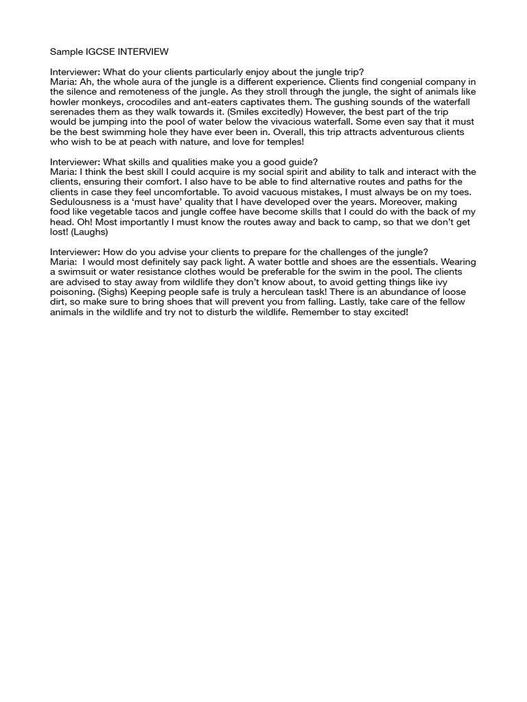 Sample IGCSE Interview2 | PDF