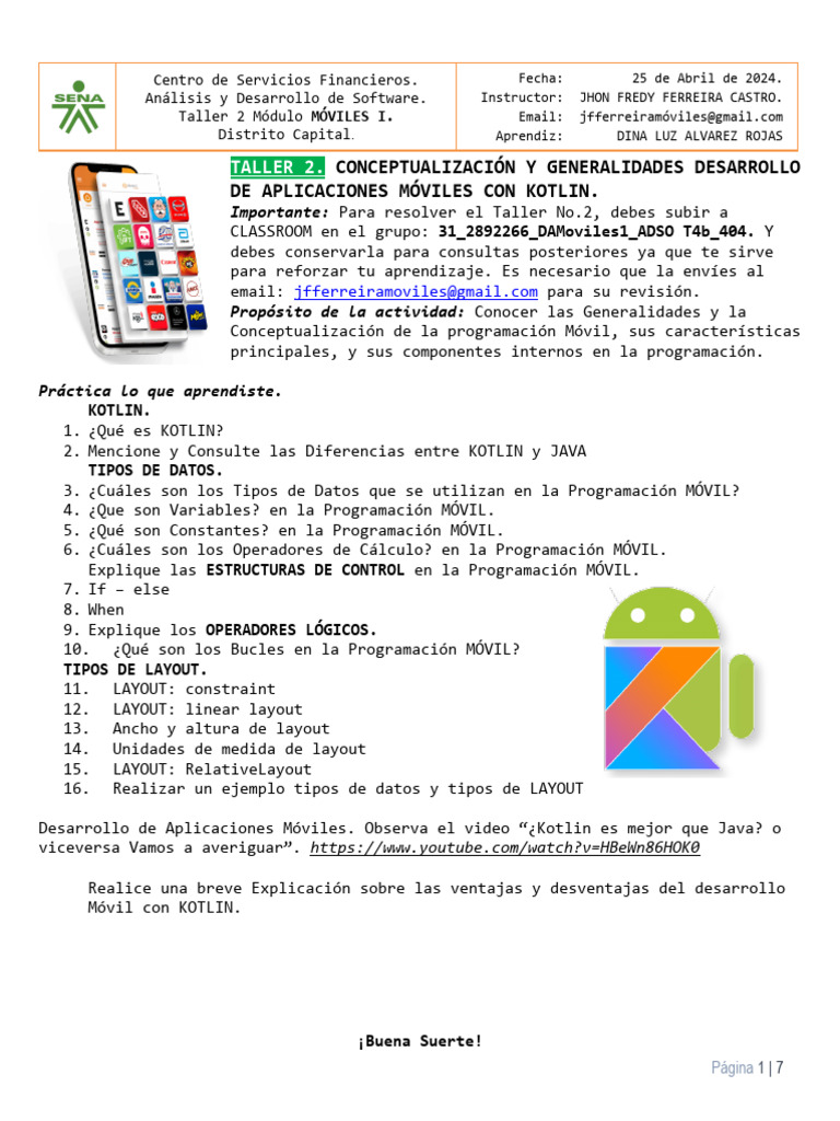 Desarrollo de Aplicaciones Móviles con Kotlin | PDF | Java (lenguaje de ...
