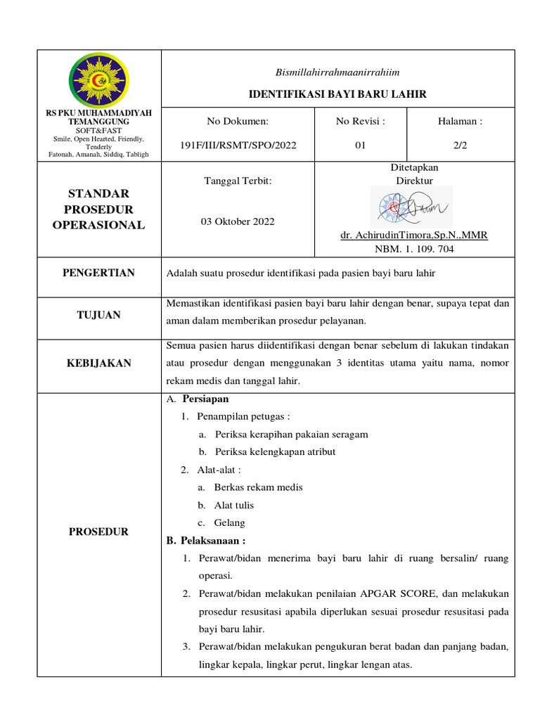 Spo Identifikasi Bayi Baru Lahir | PDF | Sains & Matematika