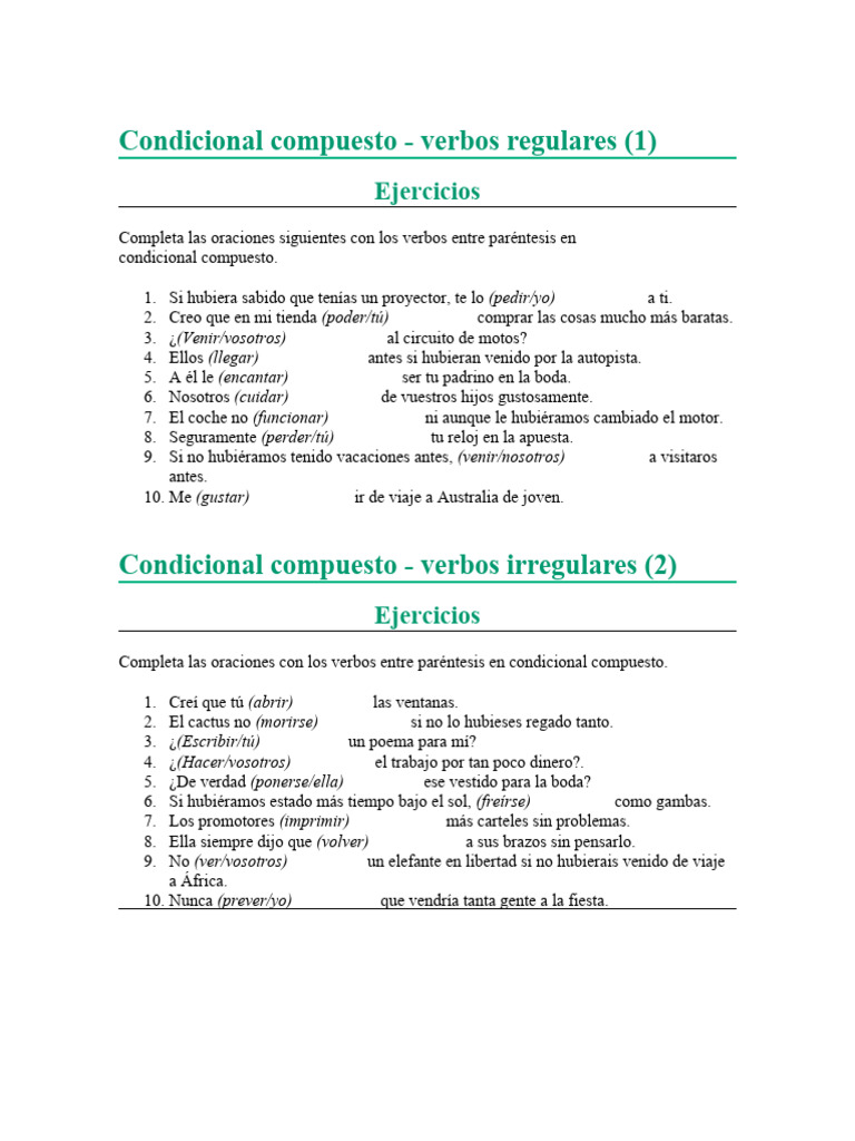 Condicional Compuesto Ejercicios | PDF | Artes del Lenguaje y Comunicación