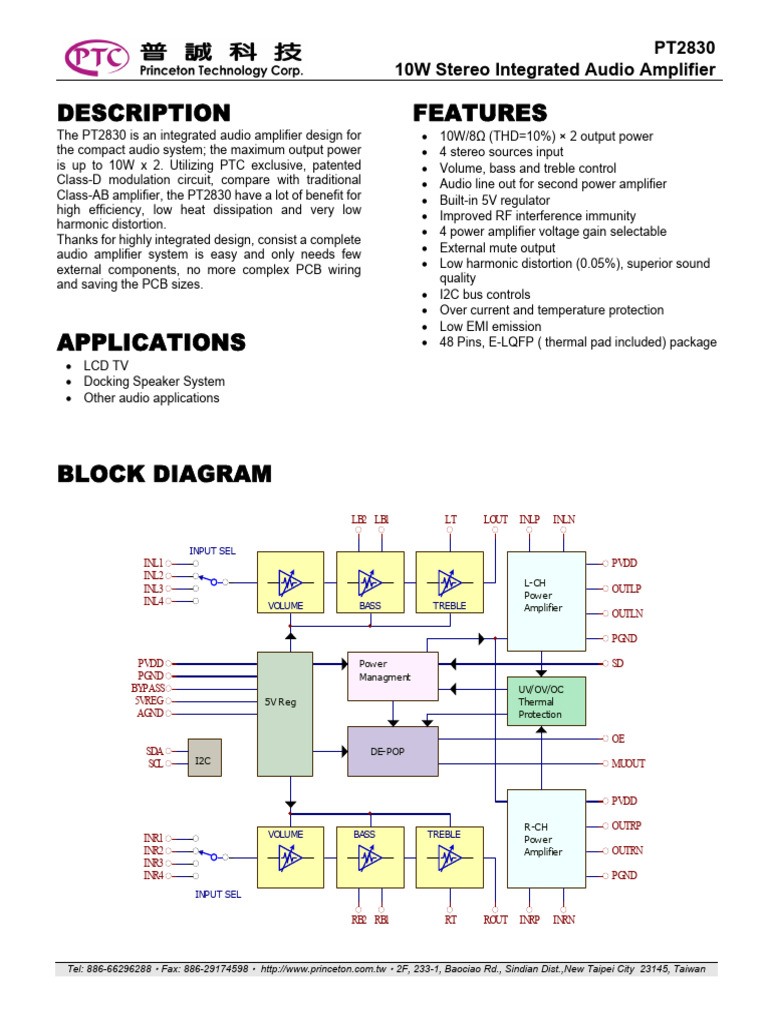 10W Stereo Integrated Audio Amplifier | PDF | Amplifier | Power Supply