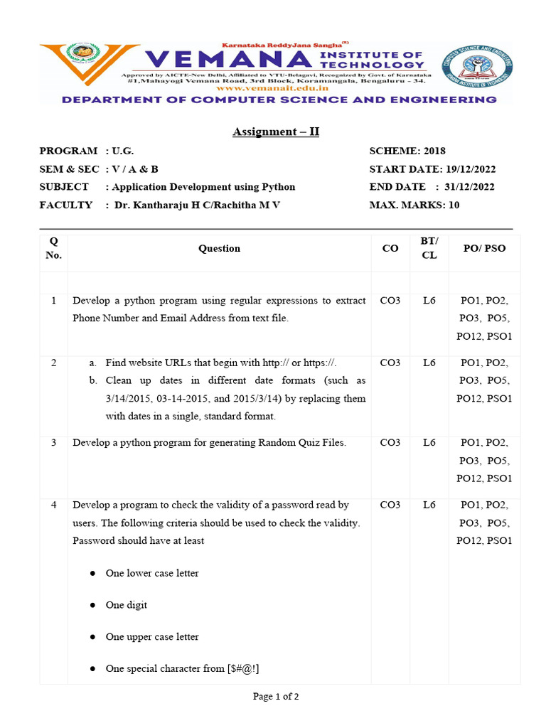 Python Application Dev Assignment | PDF | Password | Software