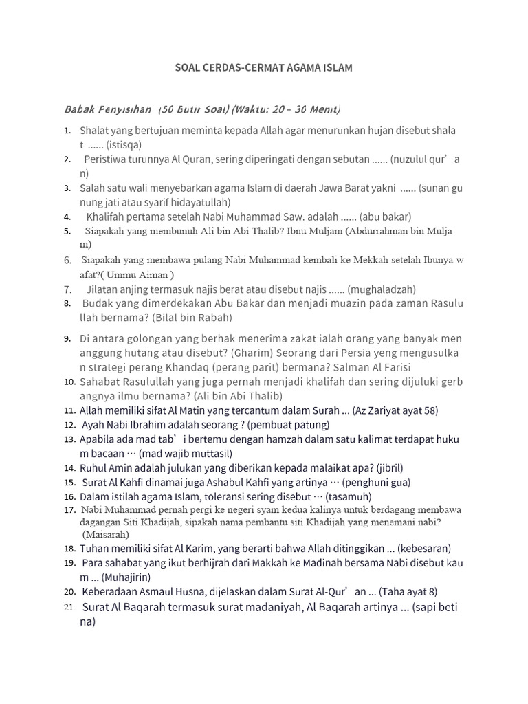 Soal Fahmil | PDF | Agama & Spiritualitas