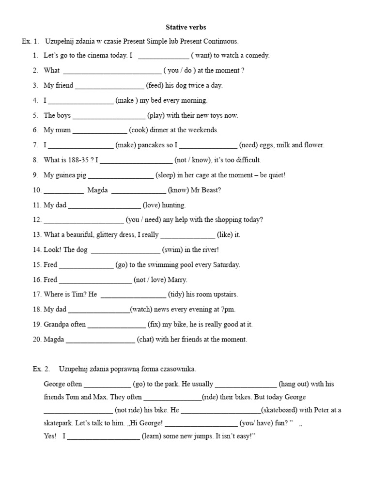 Present Simple or Present Continuous (+ Stative Verbs) | PDF