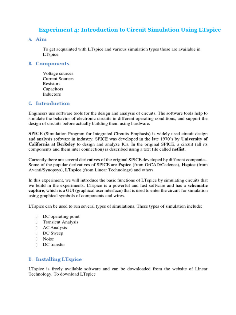 LTspice Circuit Simulation Guide | PDF | Spice | Electrical Network