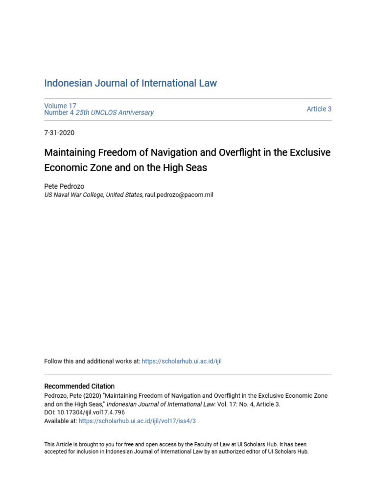 Maintaining Freedom of Navigation and Overflight | PDF | United Nations ...