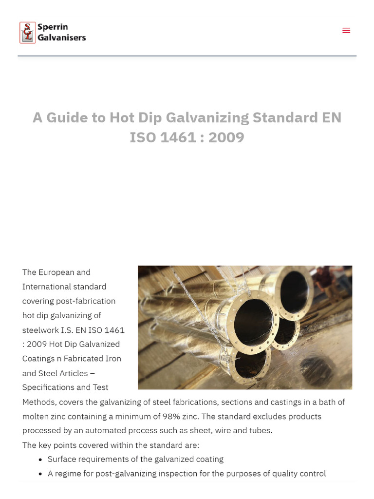 ISO 1461 en ISO 1461 Standard Galvanizing Specifications | PDF | Materials | Physical Sciences