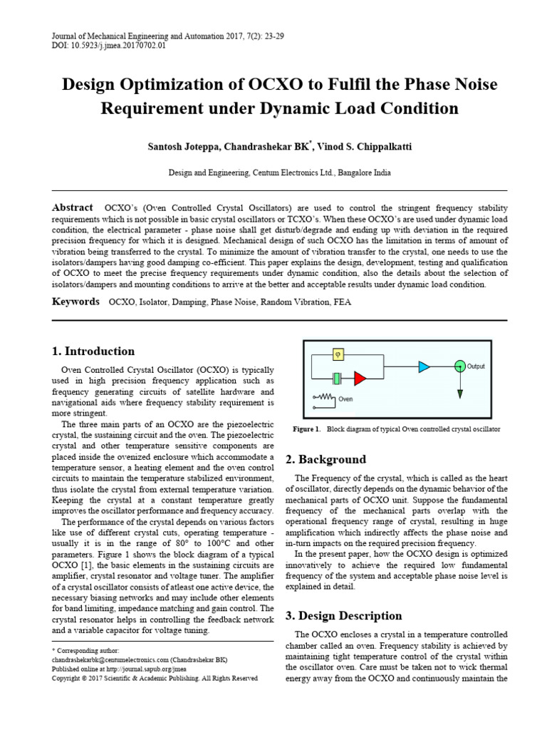 Design Optimization of OCXO To Fulfil The Phase Noise | Download Free PDF | Electronic ...
