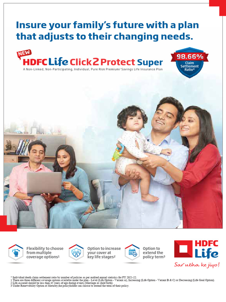 HDFC Life Click 2 Protect Super Leaflet Retail - Life Plus Option | PDF | Insurance | Life Insurance