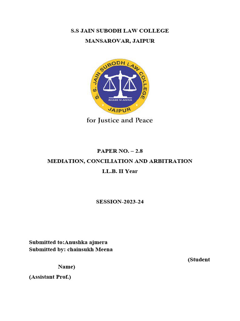 S.S Jain Subodh Law College Mansarovar, Jaipur | PDF | Alternative ...