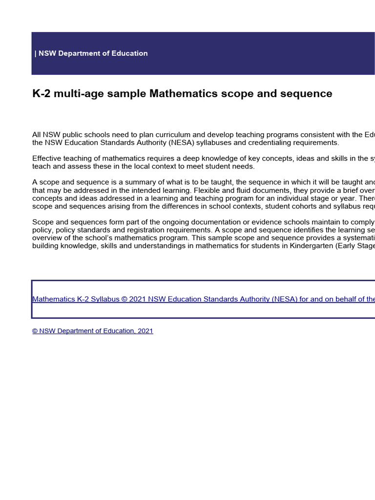 mathematics-k-2-multiage-scope-and-sequence | PDF | Shape | Numbers