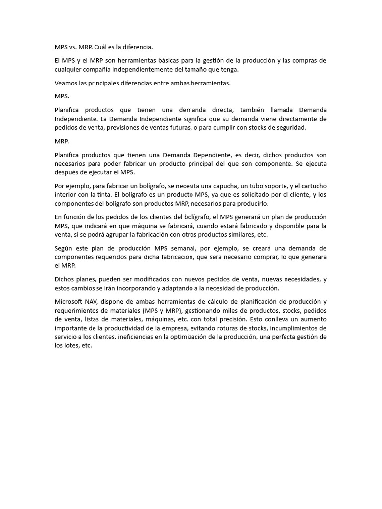 MRP y MPS | PDF