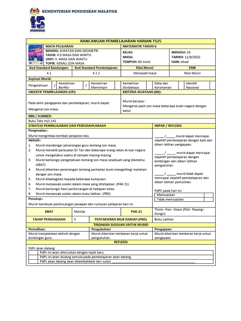 MT THN 6 TS25 Tajuk 4 | PDF