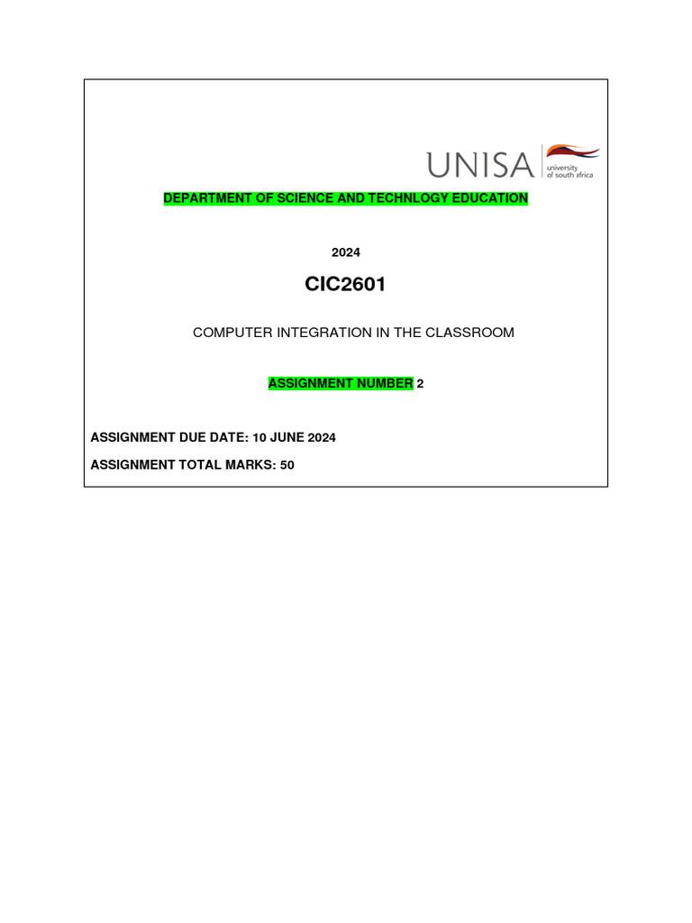 CIC2601 Assignment 2 | PDF | Lesson Plan | Curriculum