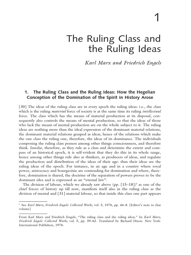 Chapter 1 Karl Marx The Ruling Class and The Ruling Ideas | PDF | Idea ...