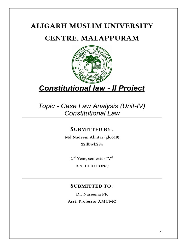 Constitutional Law - II Project Case Laws | PDF | Environmental Law | Marriage