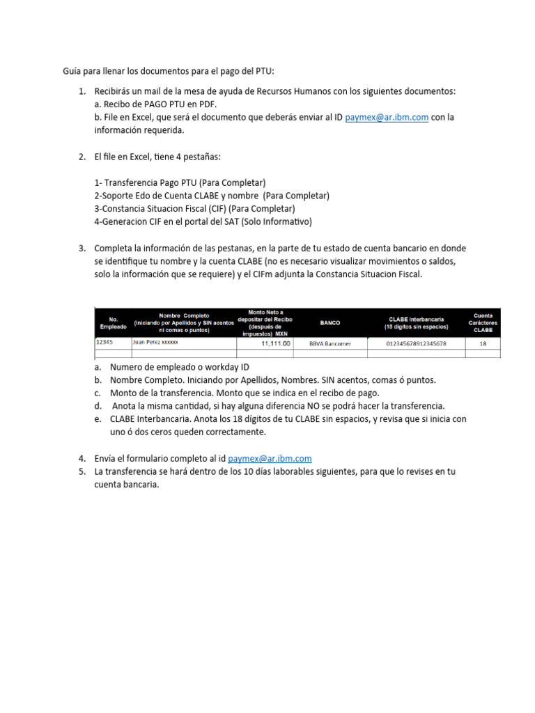 Instrucciones para Pago de PTU en Excel | PDF | Finanzas y dinero