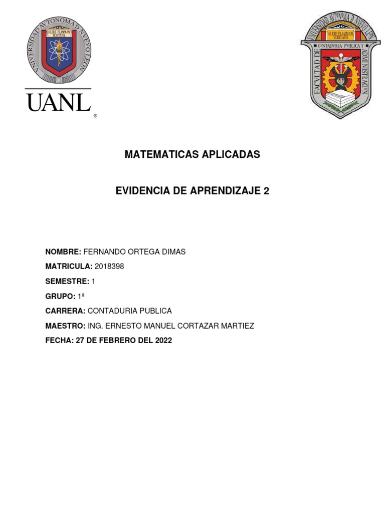 Fod Ev2 Matematicas | Descargar gratis PDF | Álgebra