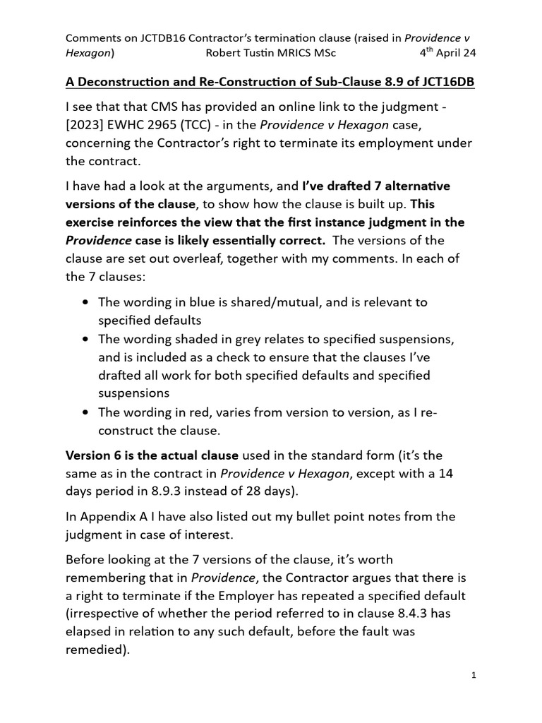 De Construction and Re Construction of Subclause | PDF | Employment ...