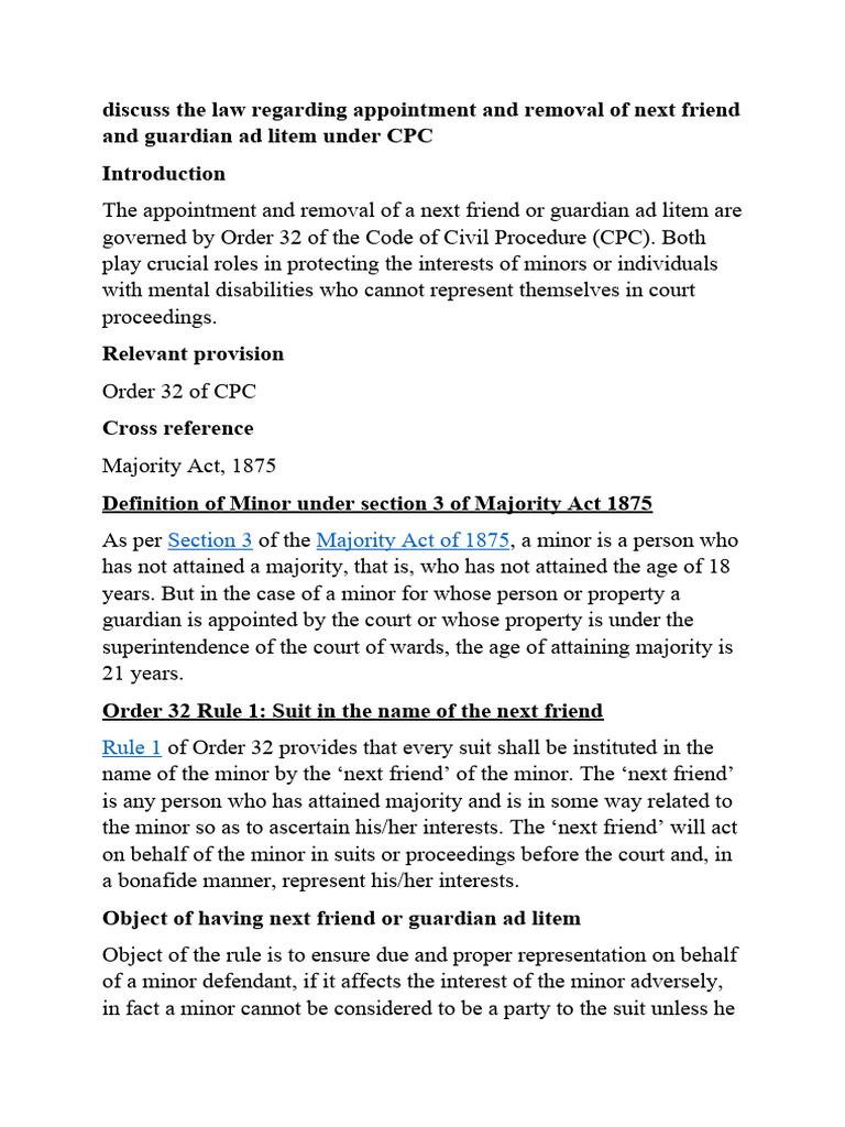 Appointment of Next Friend | PDF | Legal Guardian | Lawsuit