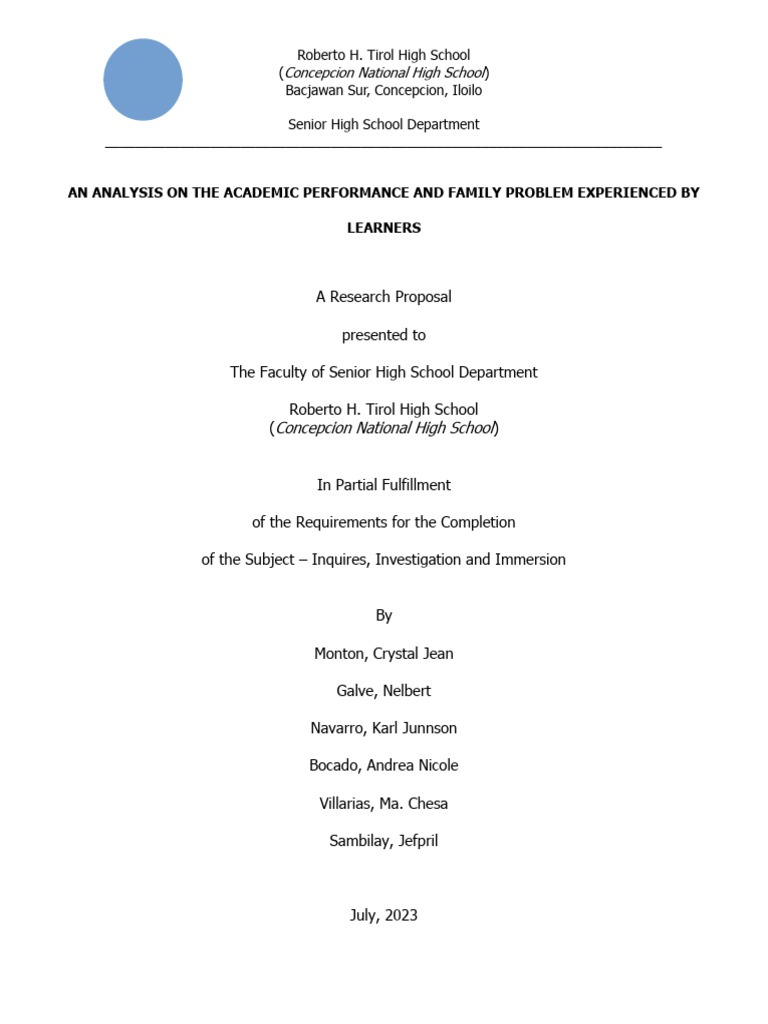 Title Page SHS Proposal | PDF | Learning | Methodology