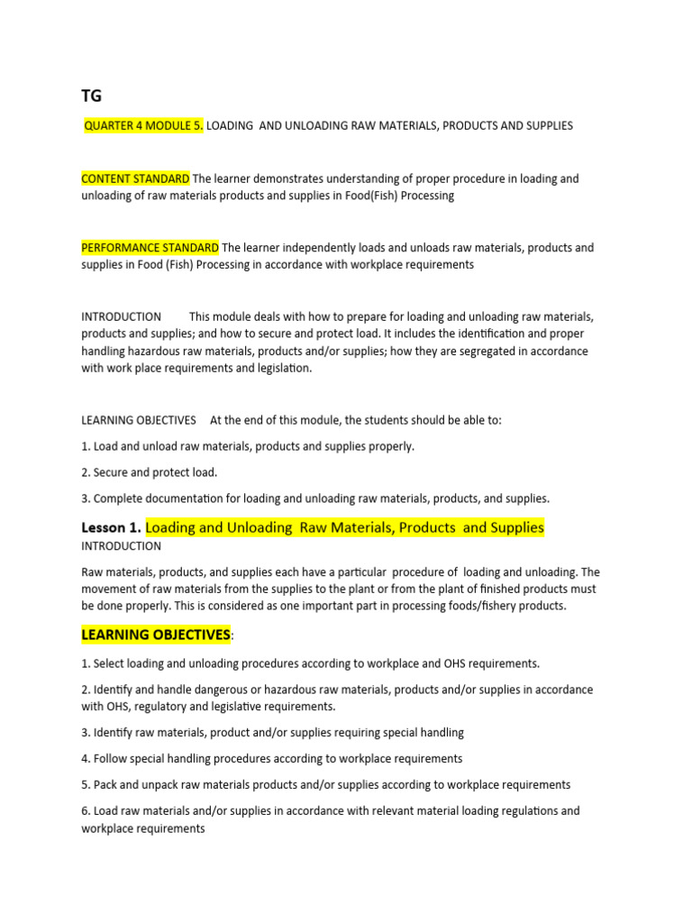 TGmod 5Qtr4lesson1FP | PDF | Packaging And Labeling | Learning