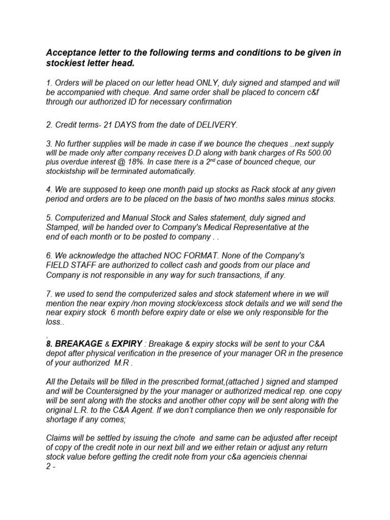 Stockist Appointment Format | PDF | Cheque | Sole Proprietorship