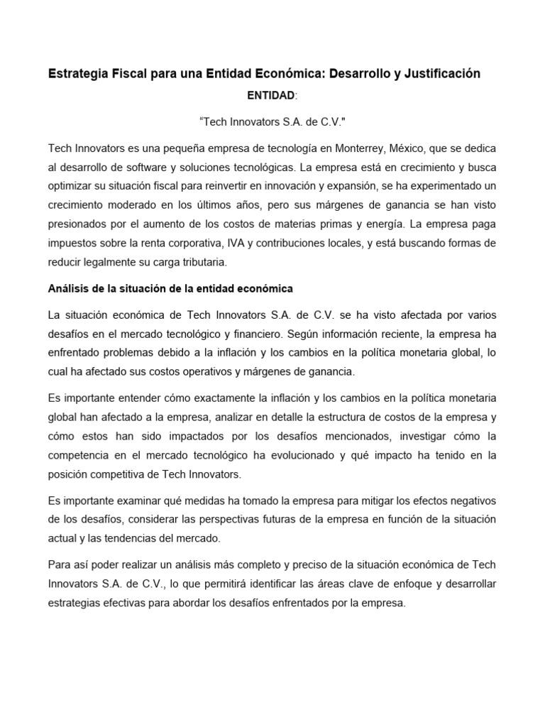 Estrategia Fiscal para Una Entidad Económica | PDF | Impuesto sobre la ...