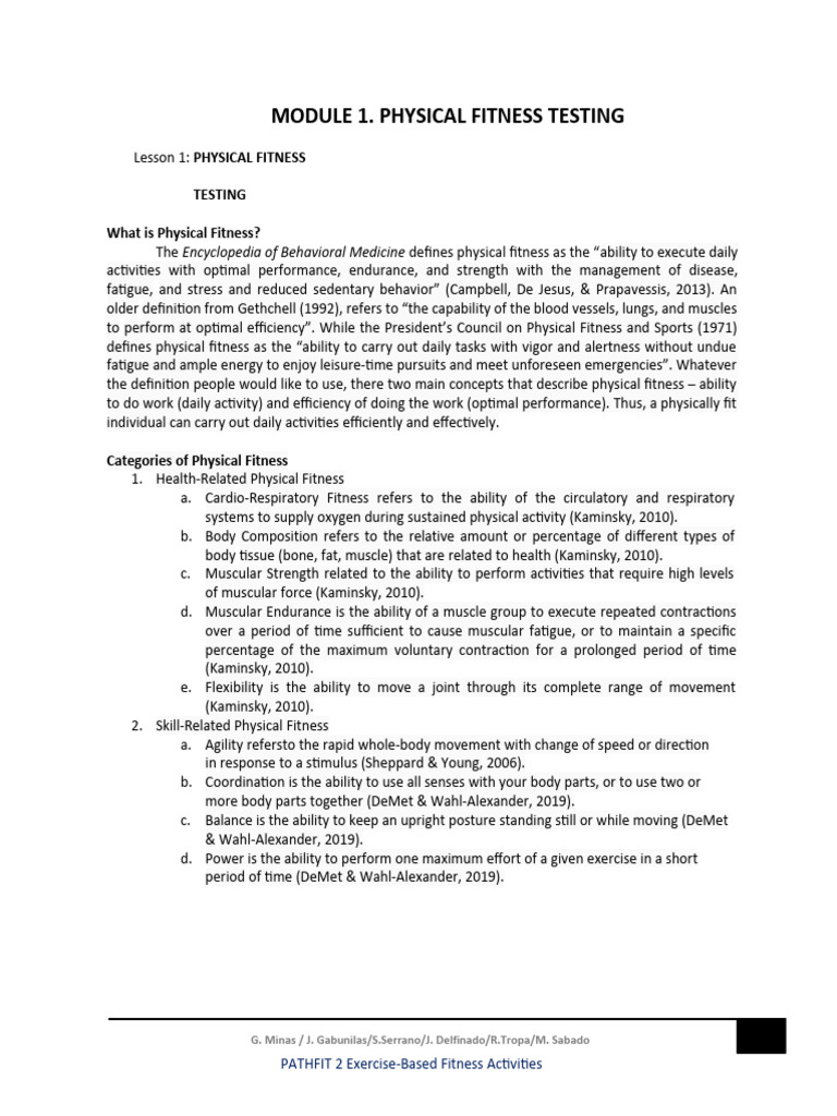 Pathfit 2 Module 1 | PDF | Physical Fitness | Body Mass Index