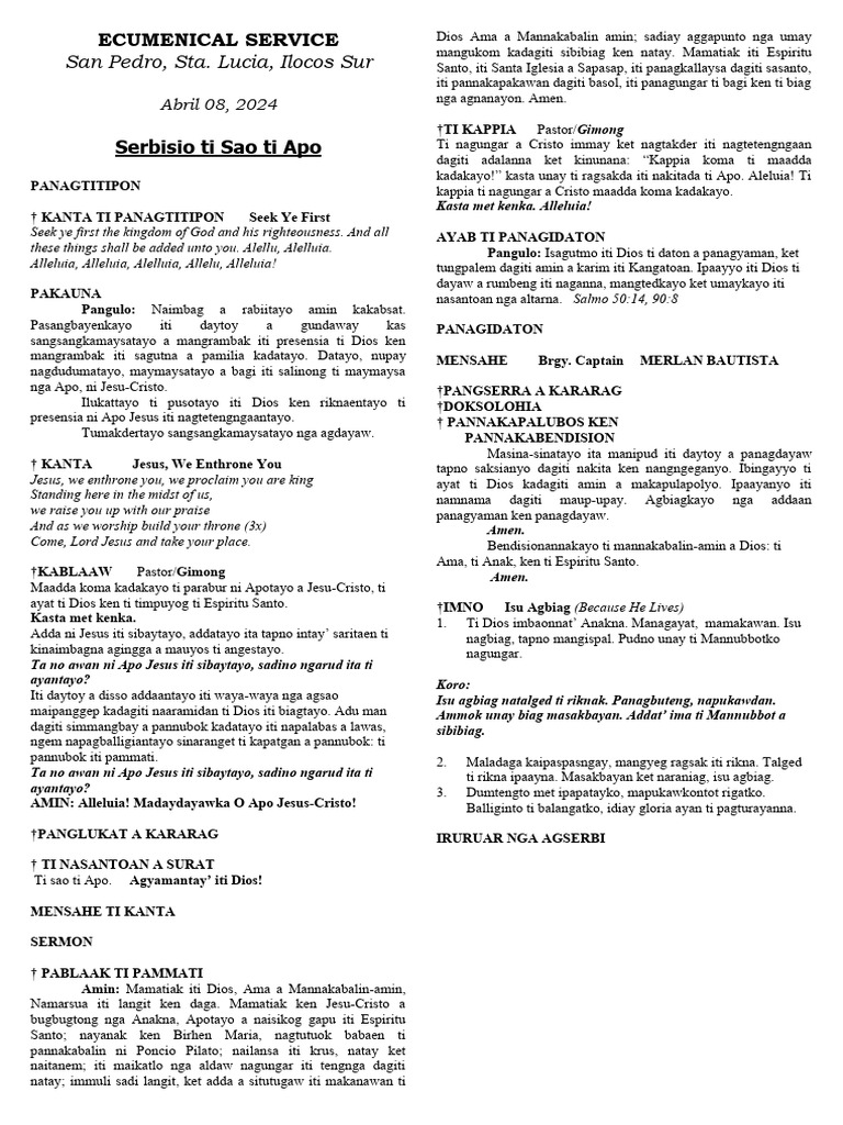 Apr8 2024 Ecumenical Service | PDF