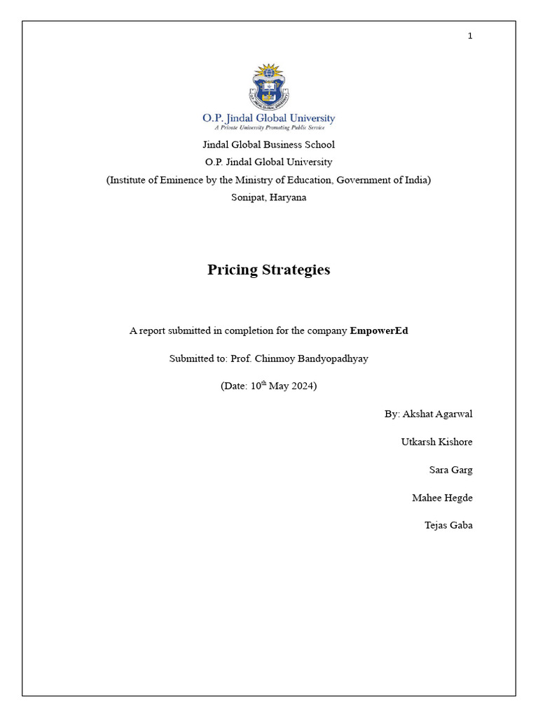 Pricing Master Report | PDF | Pricing | Elasticity (Economics)
