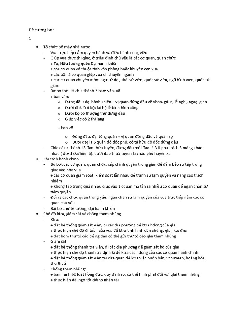Đề cương lsnn | PDF