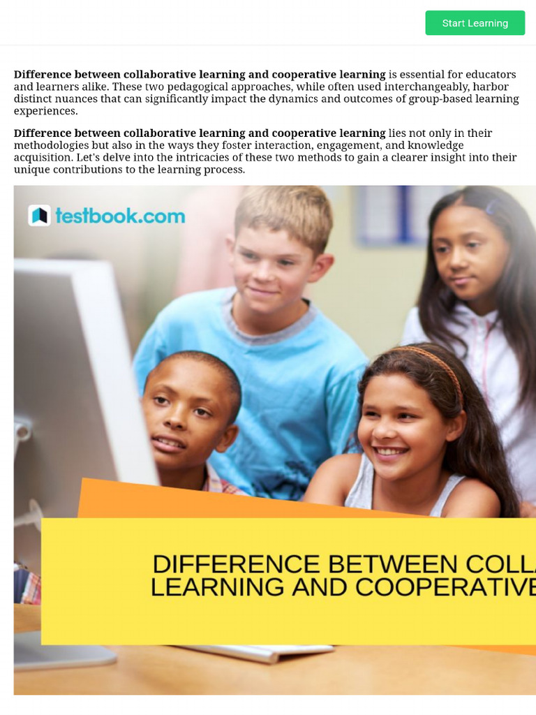 Difference Between Collaborative Learning and Cooperative Learning | PDF