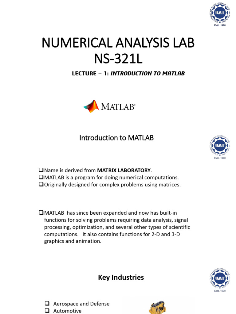 Numerical Analysis Lab-1 | PDF | Matlab | Matrix (Mathematics)
